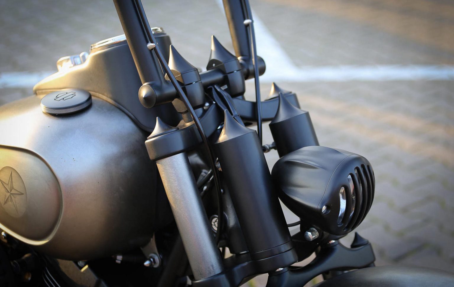 Alcatraz Brass Motorcycle Headlight – Custom Motorcycle Parts, Bobber ...