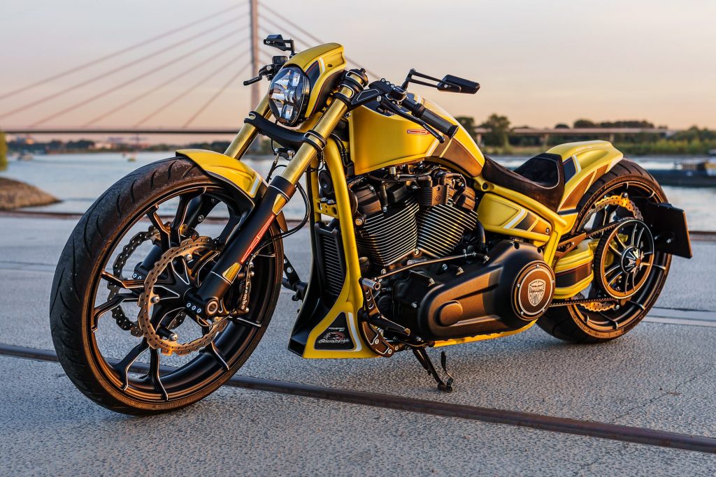 Yellow Milwaukee Eight Breakout – Custom Motorcycle Parts, Bobber Parts ...