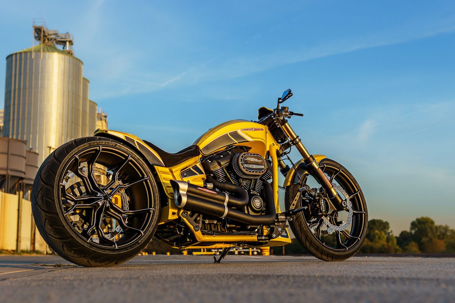 Yellow Milwaukee Eight Breakout – Custom Motorcycle Parts, Bobber Parts ...