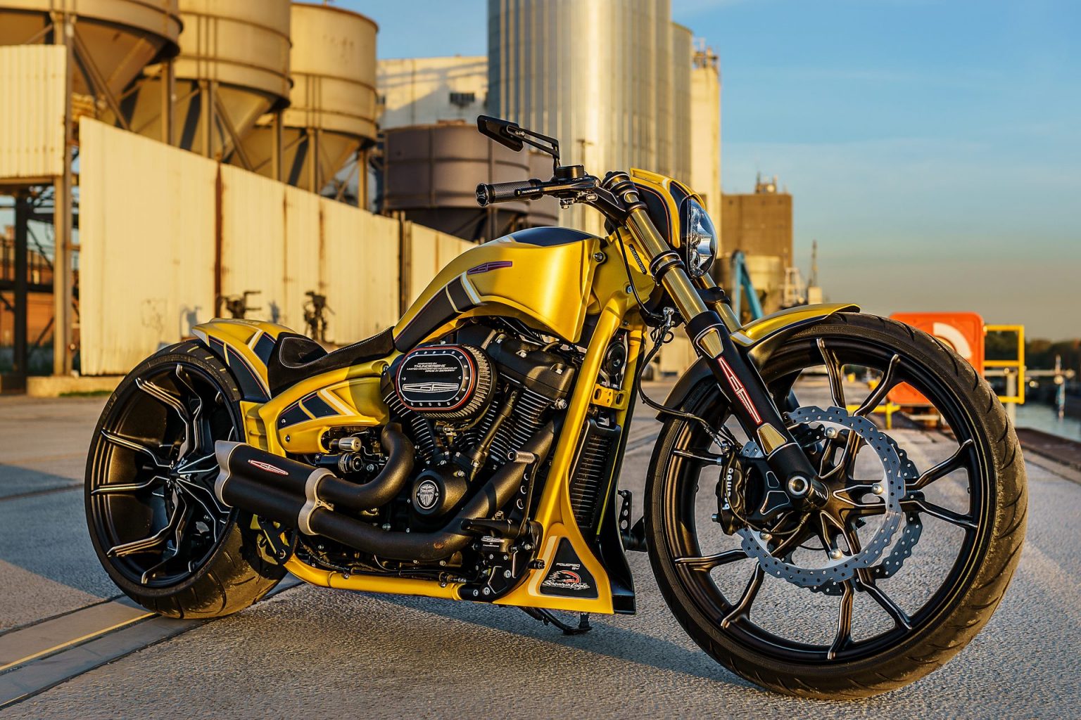 Yellow Milwaukee Eight Breakout – Custom Motorcycle Parts, Bobber Parts ...