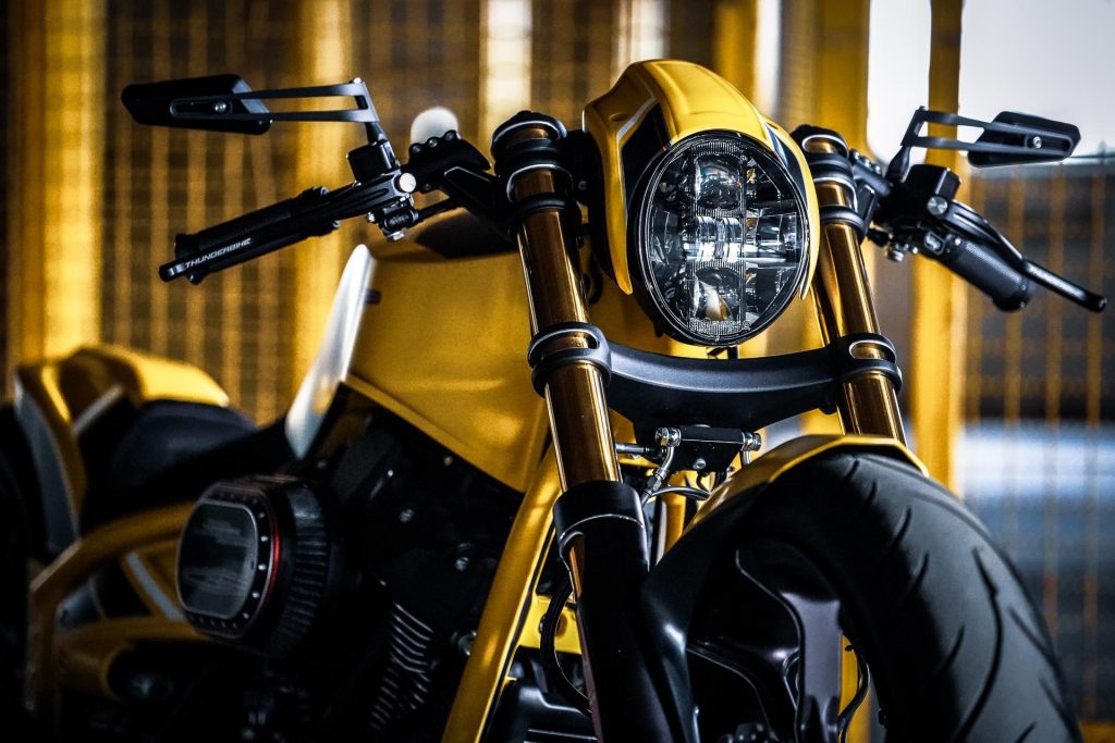 Yellow Milwaukee Eight Breakout – Custom Motorcycle Parts, Bobber Parts ...