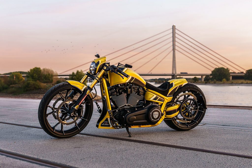 Yellow Milwaukee Eight Breakout – Custom Motorcycle Parts, Bobber Parts ...