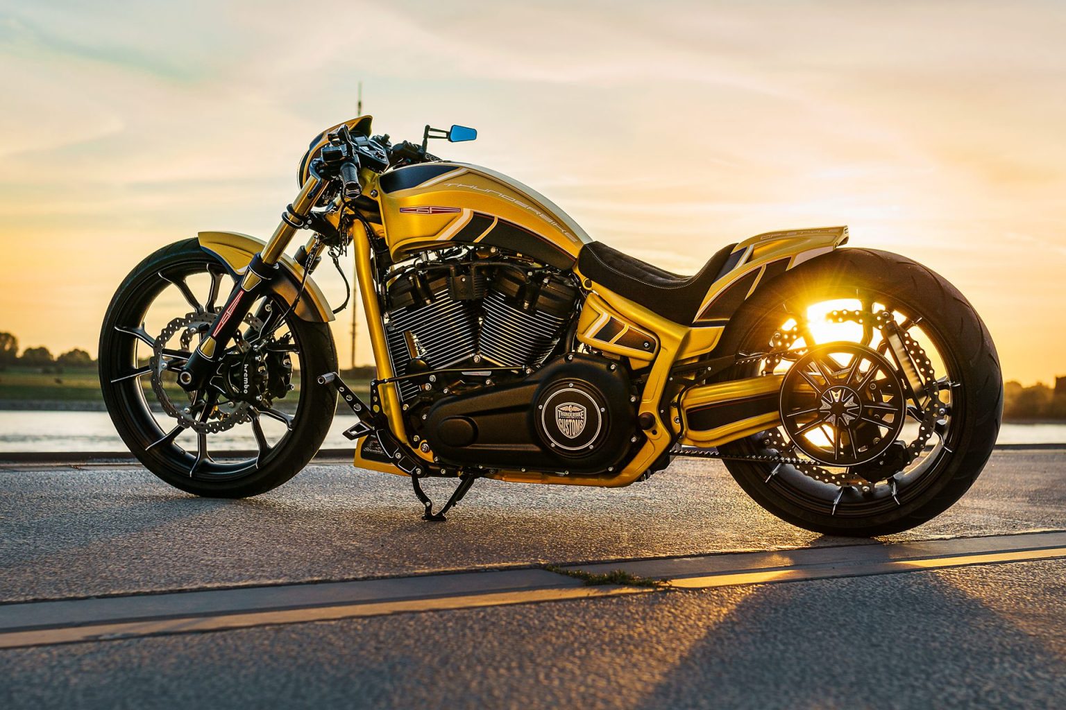 Yellow Milwaukee Eight Breakout – Custom Motorcycle Parts, Bobber Parts ...