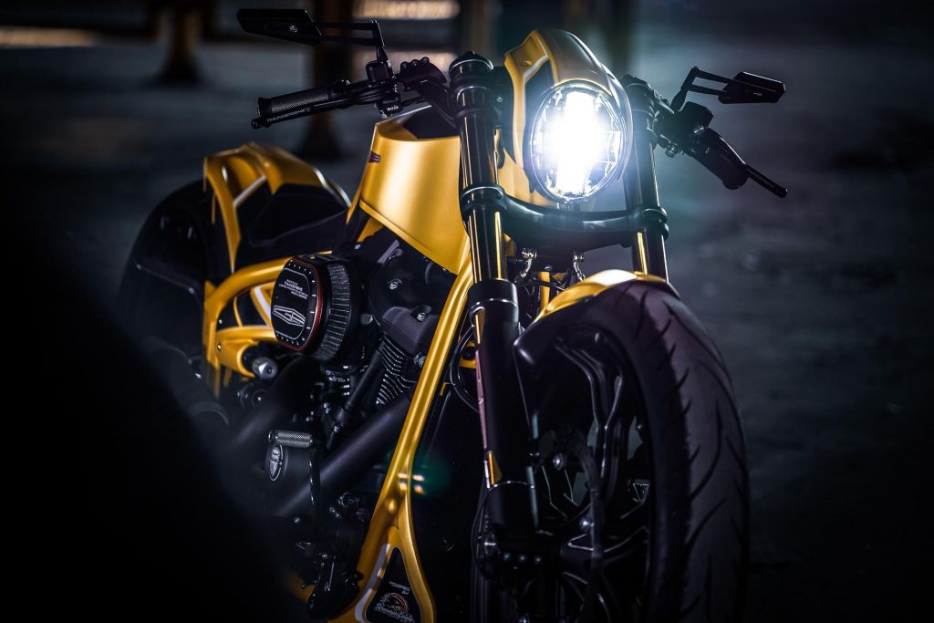 Yellow Milwaukee Eight Breakout – Custom Motorcycle Parts, Bobber Parts ...